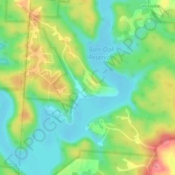 Burr Oak State Park topographic map, elevation, terrain