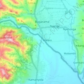 Bugarama topographic map, elevation, terrain