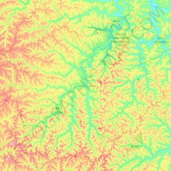 Elliott County topographic map, elevation, terrain