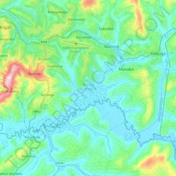 Kicukiro District topographic map, elevation, terrain